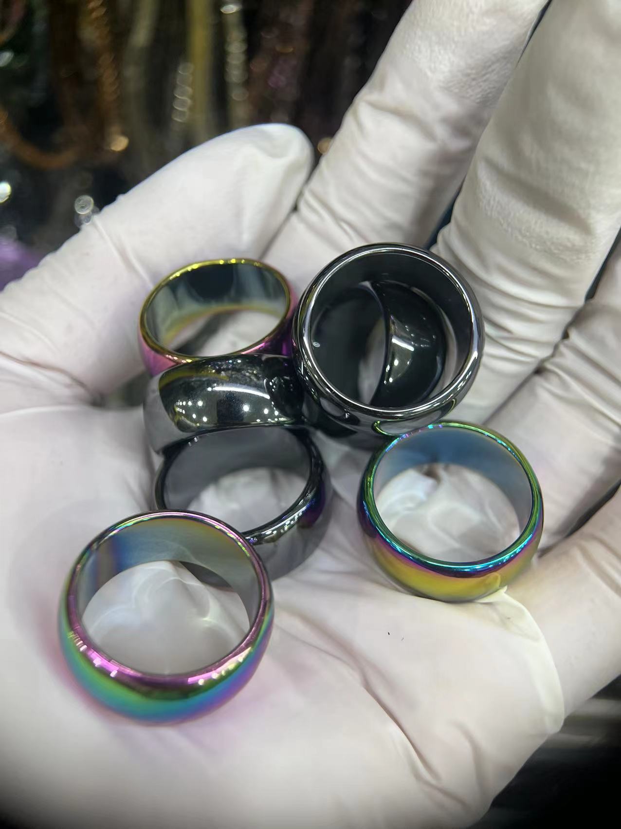 Black Magnetic Curved Ring Black Gallstone European and American ...