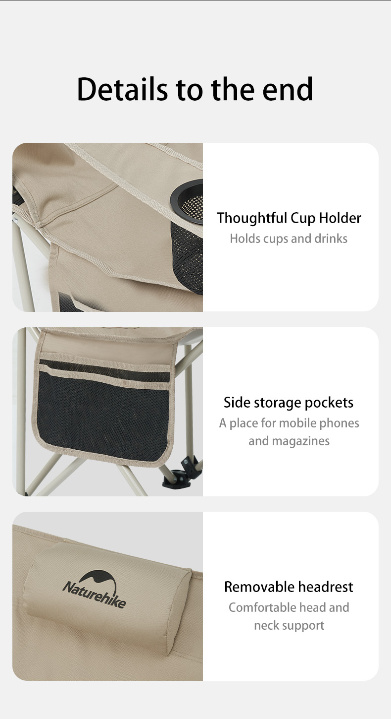 Naturehike Multi Functional Table Deck Chair Portable Outdoor Camping Folding Leisure Back Chair ...