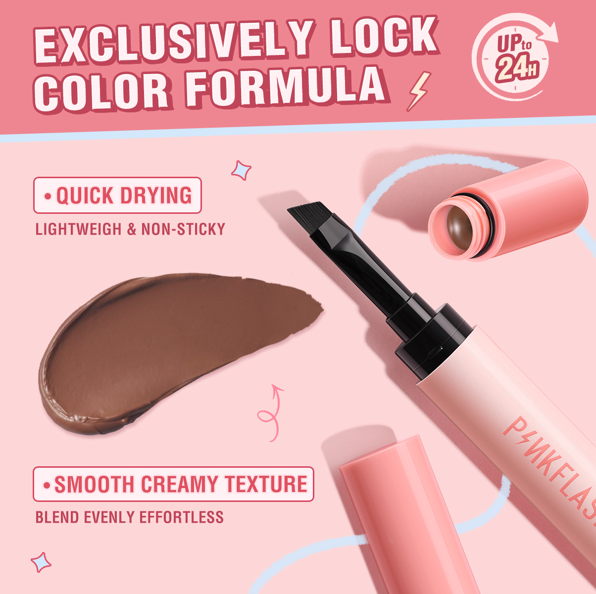 Pinkflash Waterproof Eyebrow Pomade Cream High Pigment Smudge-Proof ...