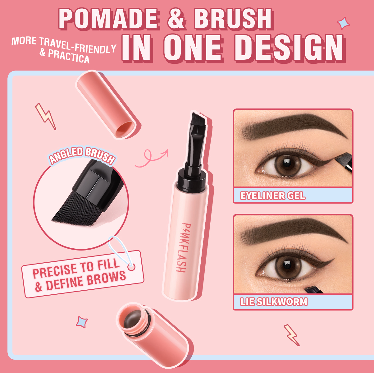 Pinkflash Waterproof Eyebrow Pomade Cream High Pigment Smudge-Proof ...