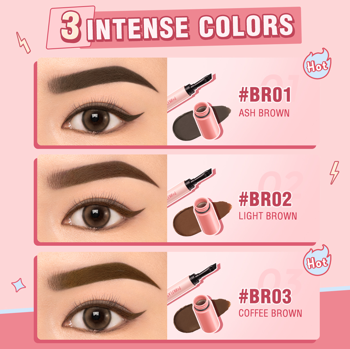 Pinkflash Waterproof Eyebrow Pomade Cream High Pigment Smudge-Proof ...