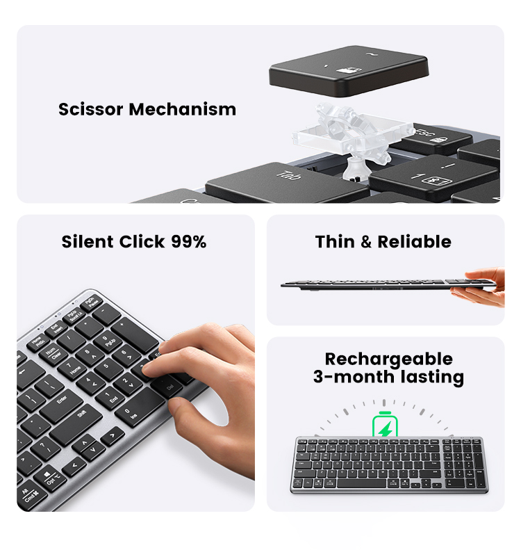 UGREEN Wireless Keyboard Bluetooth 5.0 & 2.4G Keyboard 99 Keys ...