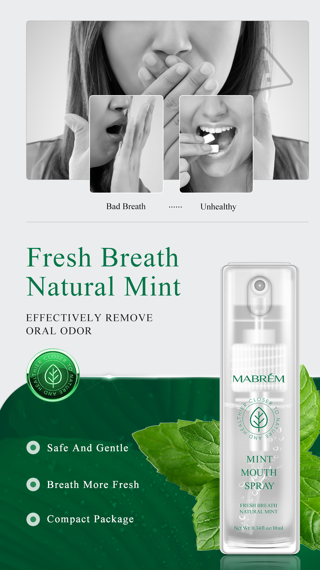 MABREM Mouth Spray Herbal Fresh Breath Remove Smoke Breath Breath ...