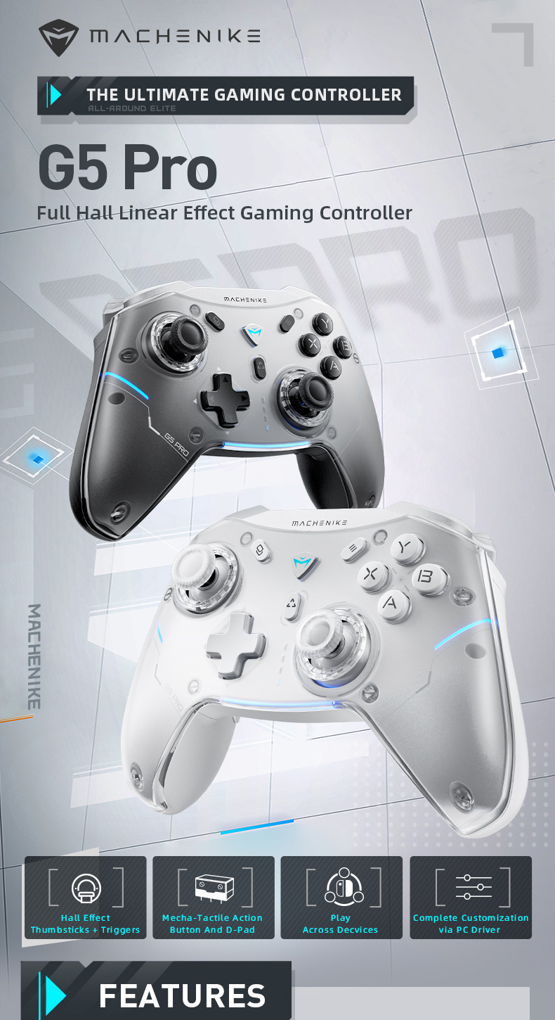 Machenike G5 Pro Tri-mode Gaming Controller | Bluetooth 5.0, 2. 4GHz ...