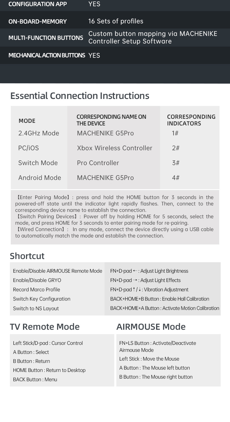 Machenike G5 Pro Tri-mode Gaming Controller | Bluetooth 5.0, 2. 4GHz ...