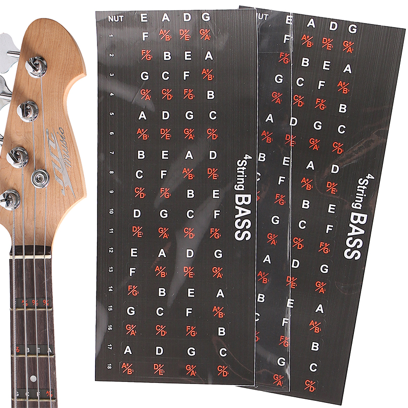 Bass Guitar Note Map Decals/Stickers for Learning Notes, Chords ...