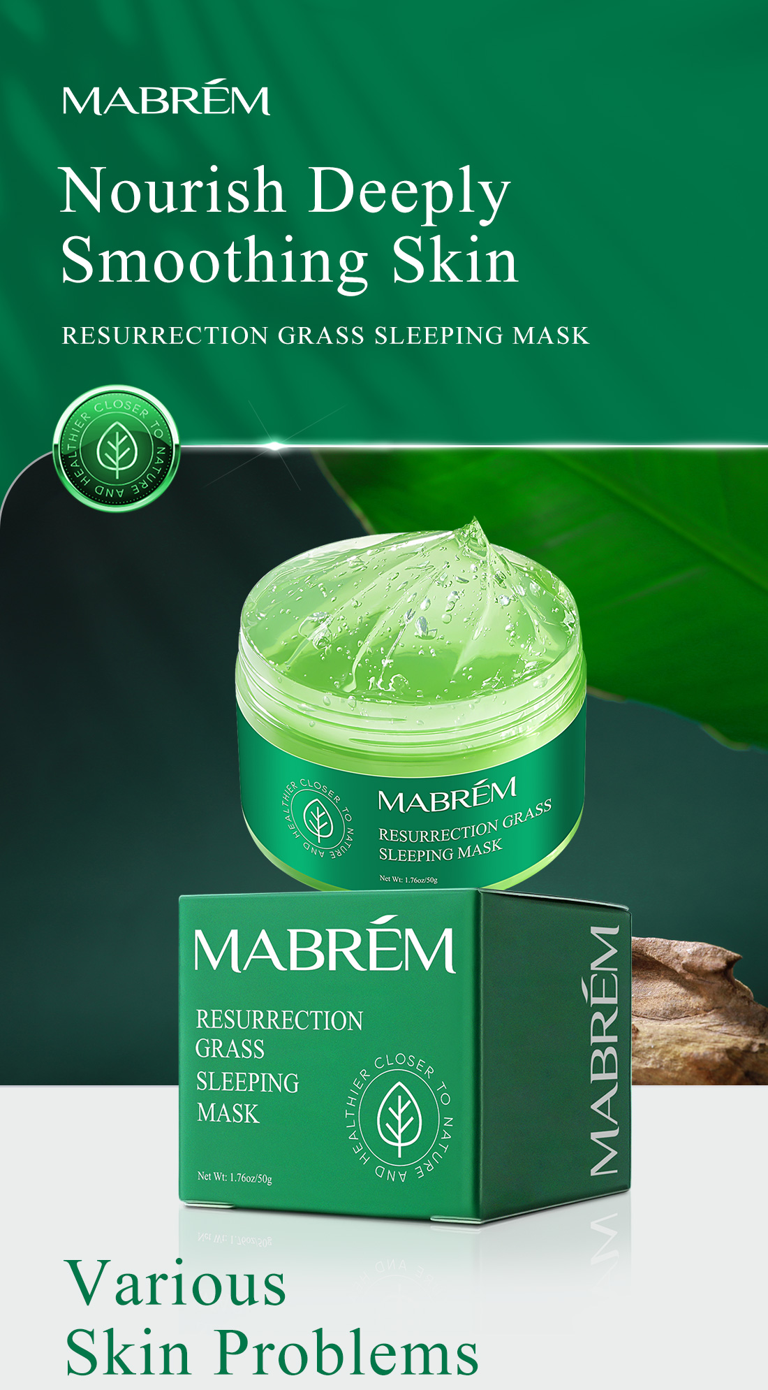 MABREM Revitalizing Grass Hydrating Sleep Mask with Niacinamide for ...