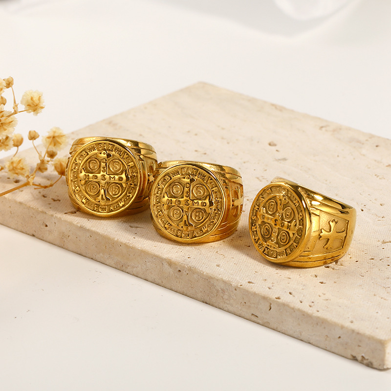 Fashion Pure Stainless Steel CSPB ring Saint Benedict Ring Gift Ring ...