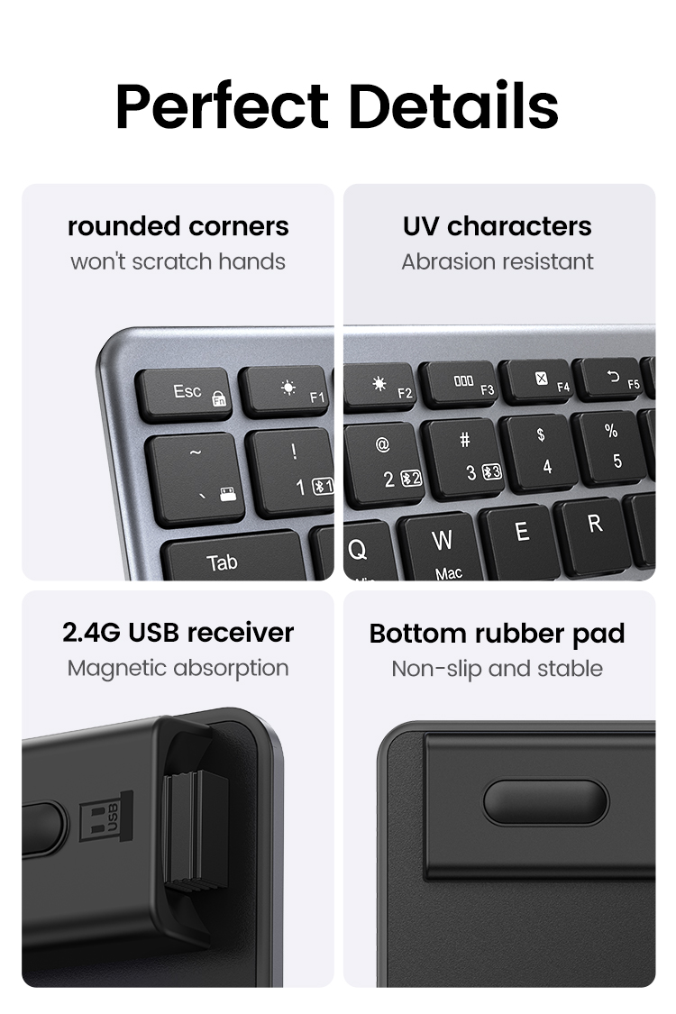 UGREEN Wireless Keyboard Bluetooth 5.0 & 2.4G Keyboard 99 Keys ...