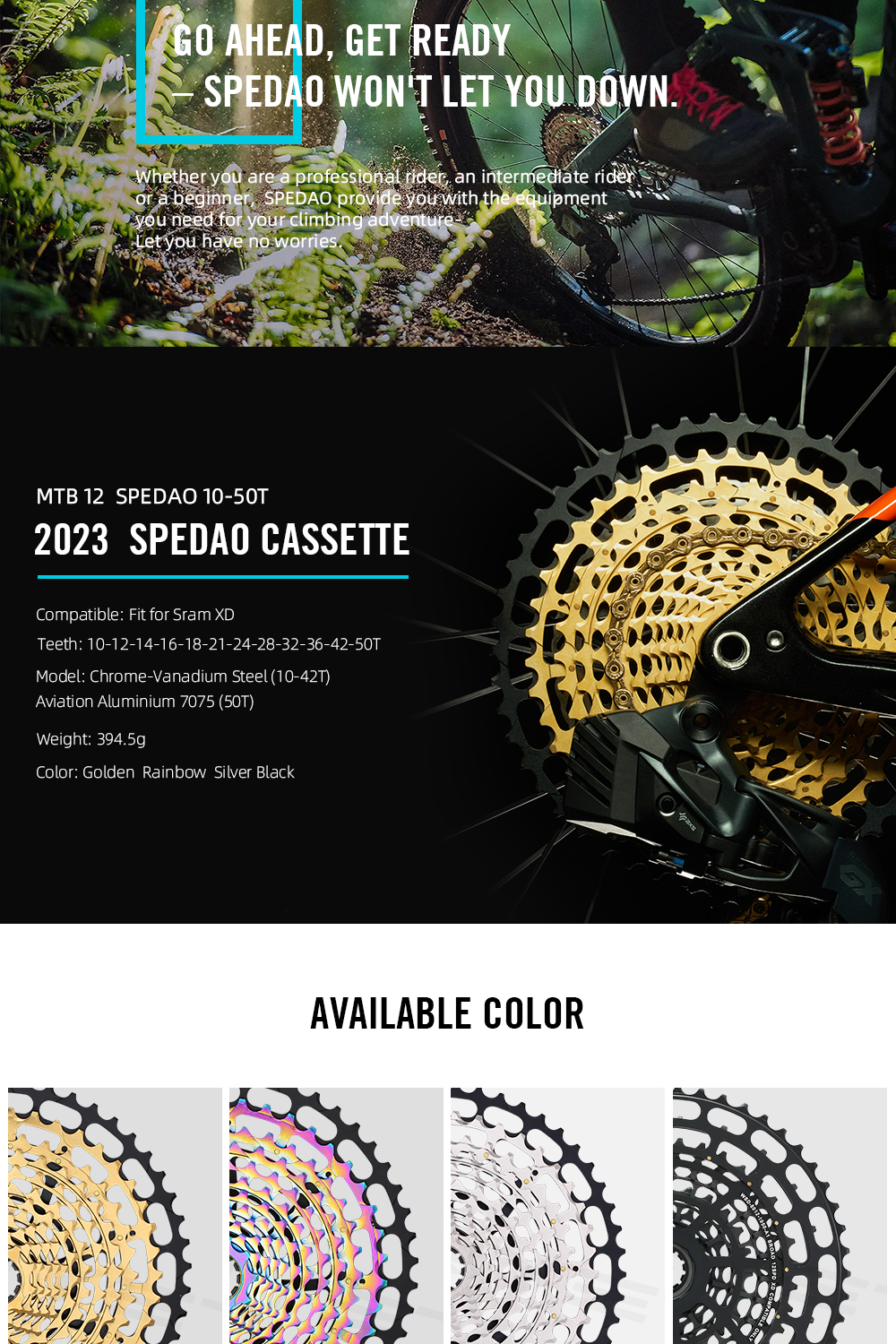 SPEDAO MTB Bicycle Cassette 12s Cogs 10-50T 12 speed Cogs MTB Cassette ...