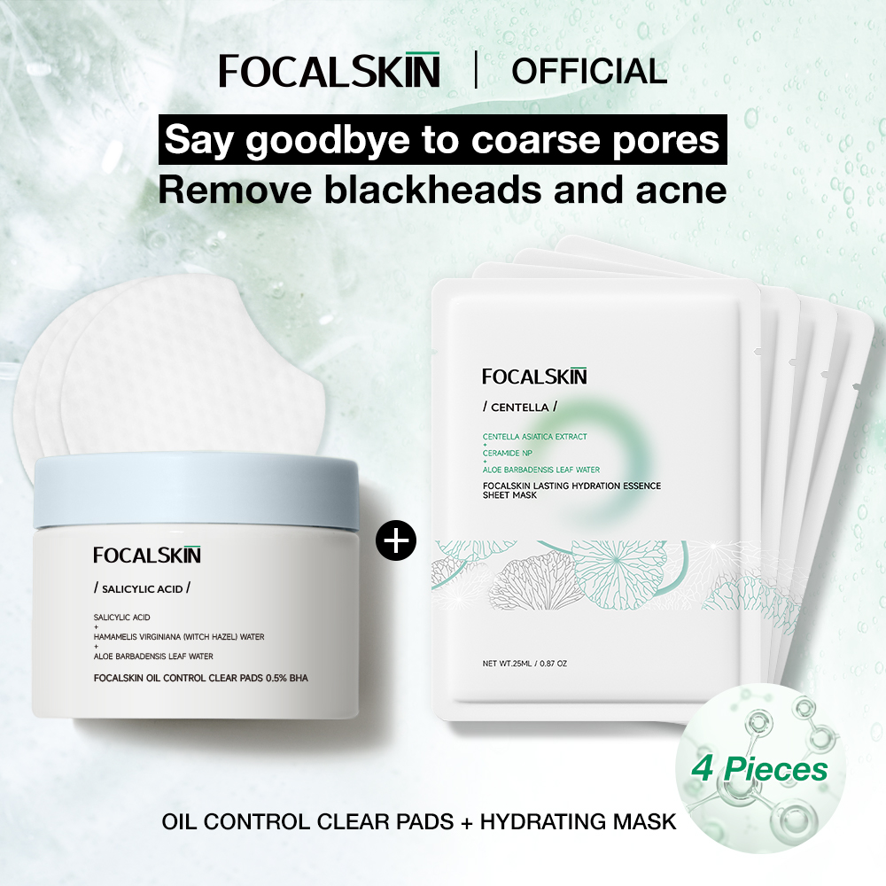 FOCALSKIN Salicylic Acid Cotton Pads Facial Sheet Mask Set Anti-Acne ...