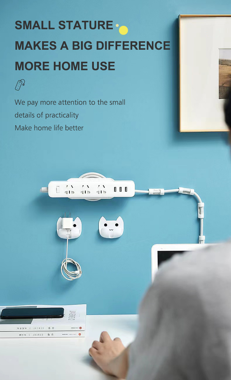 Wall Mounted Socket Extension Sticker Cable Organizer Socket Holder ...