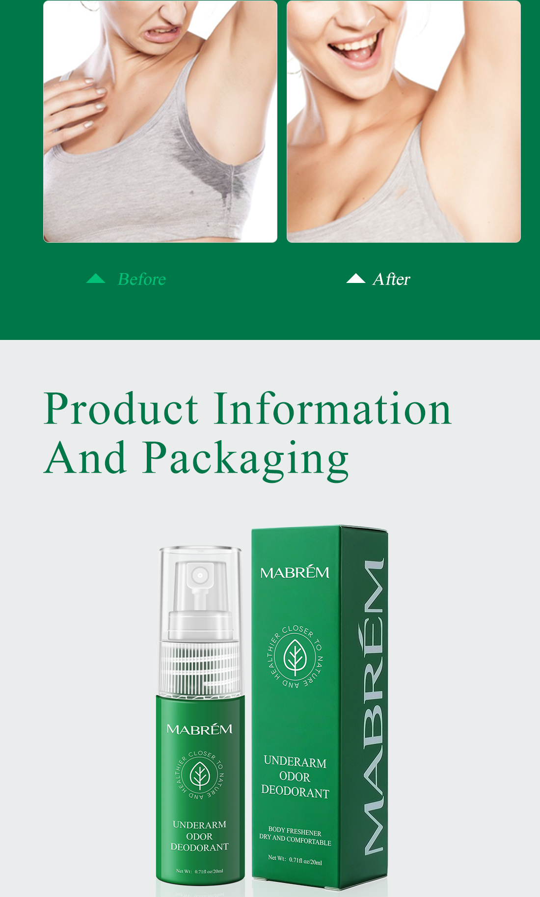 MABREM 【FDA】Underarm Deodorant Spray - Sweat-Blocking Solution for Eliminating Body Odor and ...