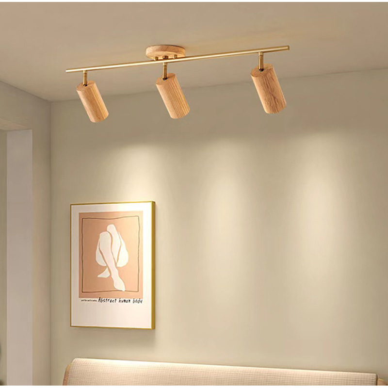 Nordic Track Light Ceiling Light Modern LED Solid Wood Rail Light ...