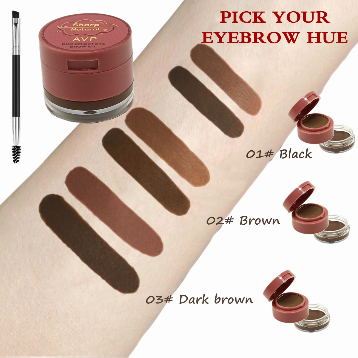 2 in 1 Double Layer Waterproof Eyebrow Powder Eyebrow Makeup Set With ...