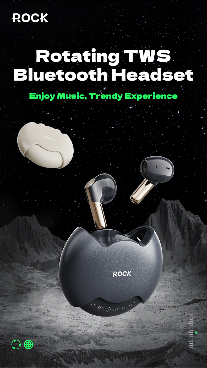 Rock Space Rotating TWS Earphones Wireless Earbuds Bluetooth 5.3 Built ...