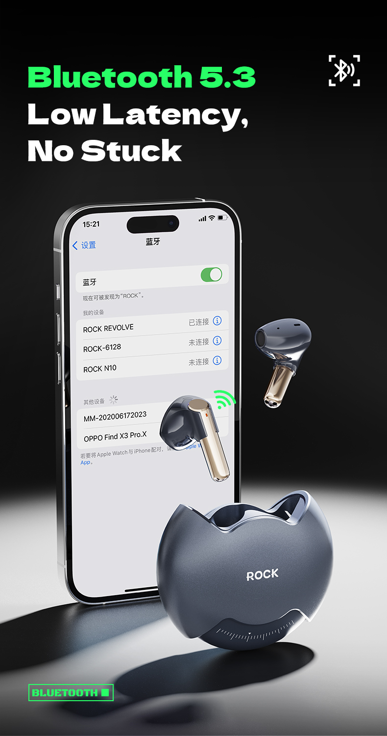 Rock Space Rotating TWS Earphones Wireless Earbuds Bluetooth 5.3 Built ...