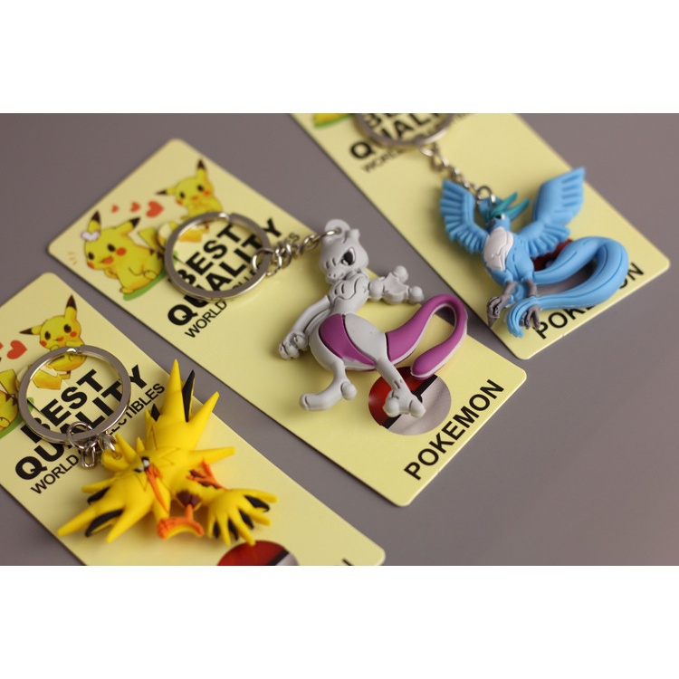 9 Styles Pokemon Mewtwo Keychain Pvc Cute keyring Pendant Birthday gift ...