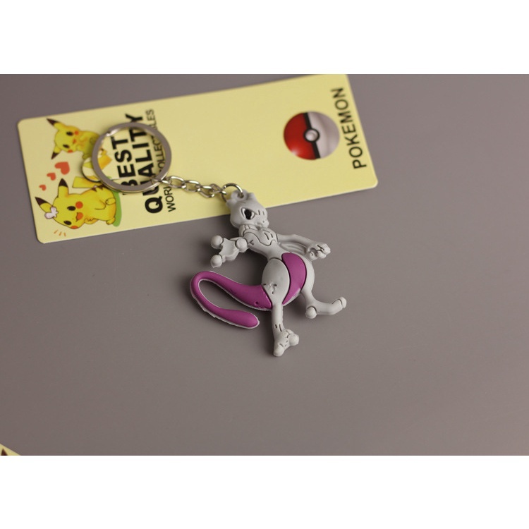 9 Styles Pokemon Mewtwo Keychain Pvc Cute keyring Pendant Birthday gift ...