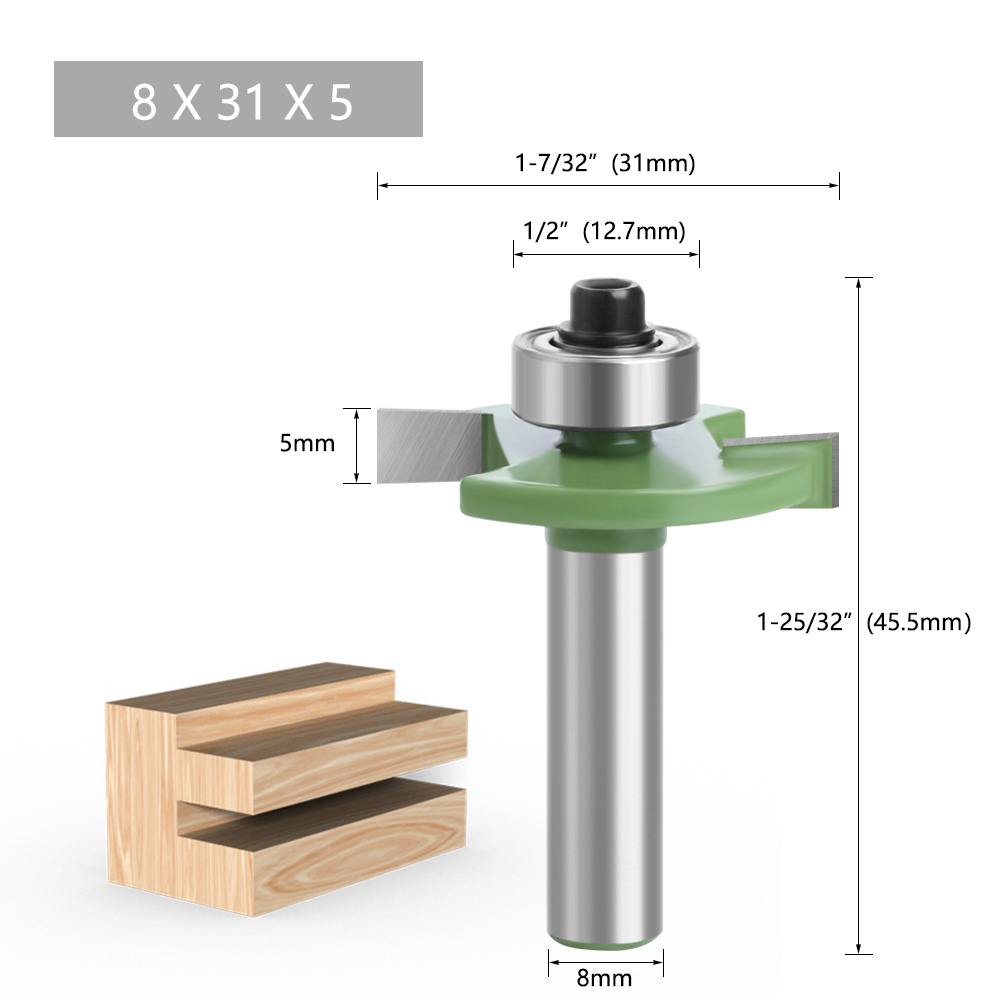 LAVIE 5pcs 8mm Shank T Slot Router Bit Bit with Bearing Wood Slotting ...