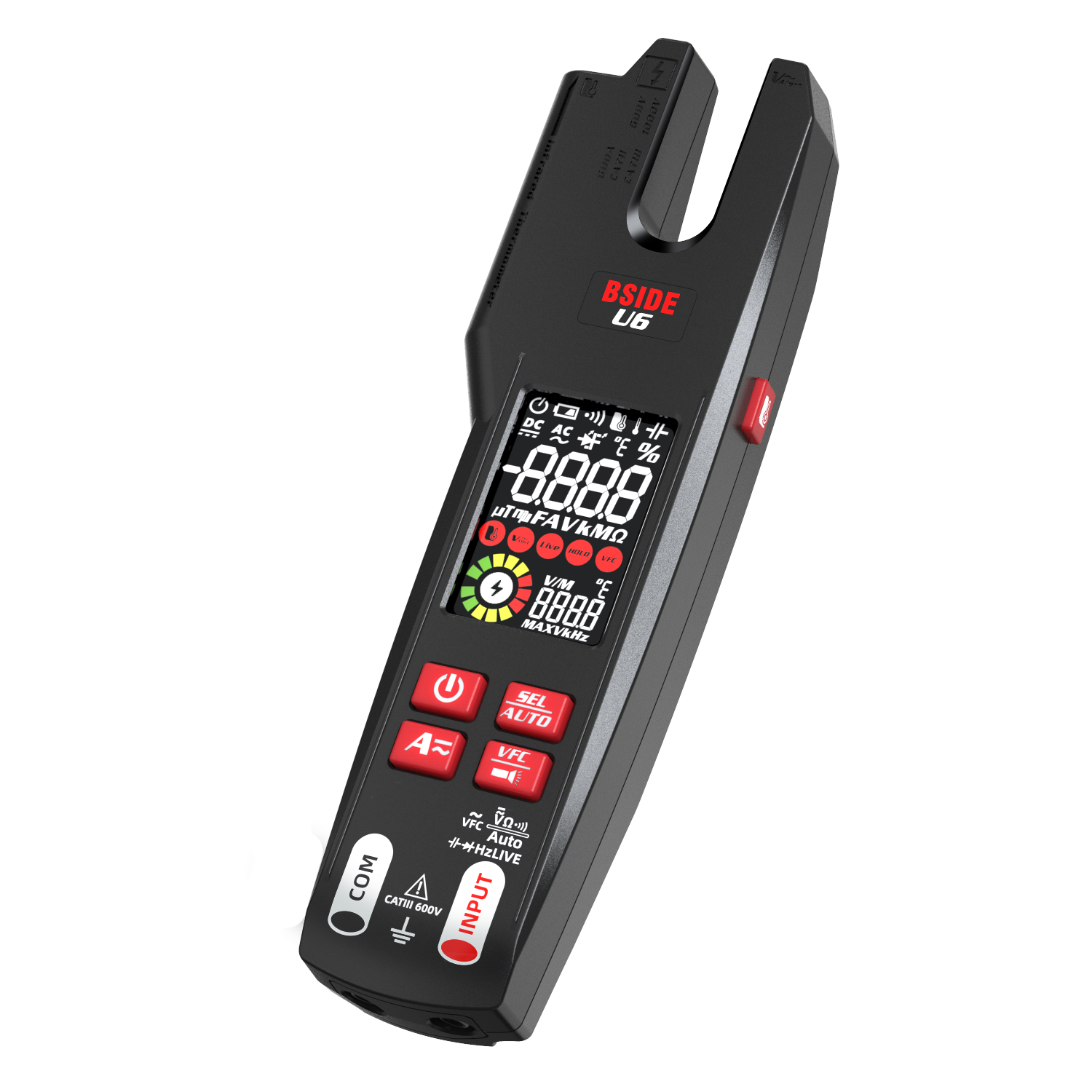 U6 Digital Fork Clamp Meter 600A Current Open Jaw Ammeter Multimeter DC ...