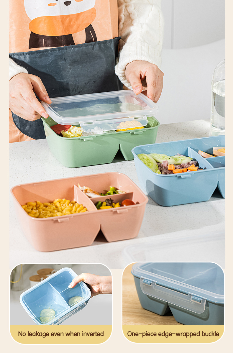 Vusign Portable Lunch Box 3 Grids Plastic Lunch Box For Kids Food ...