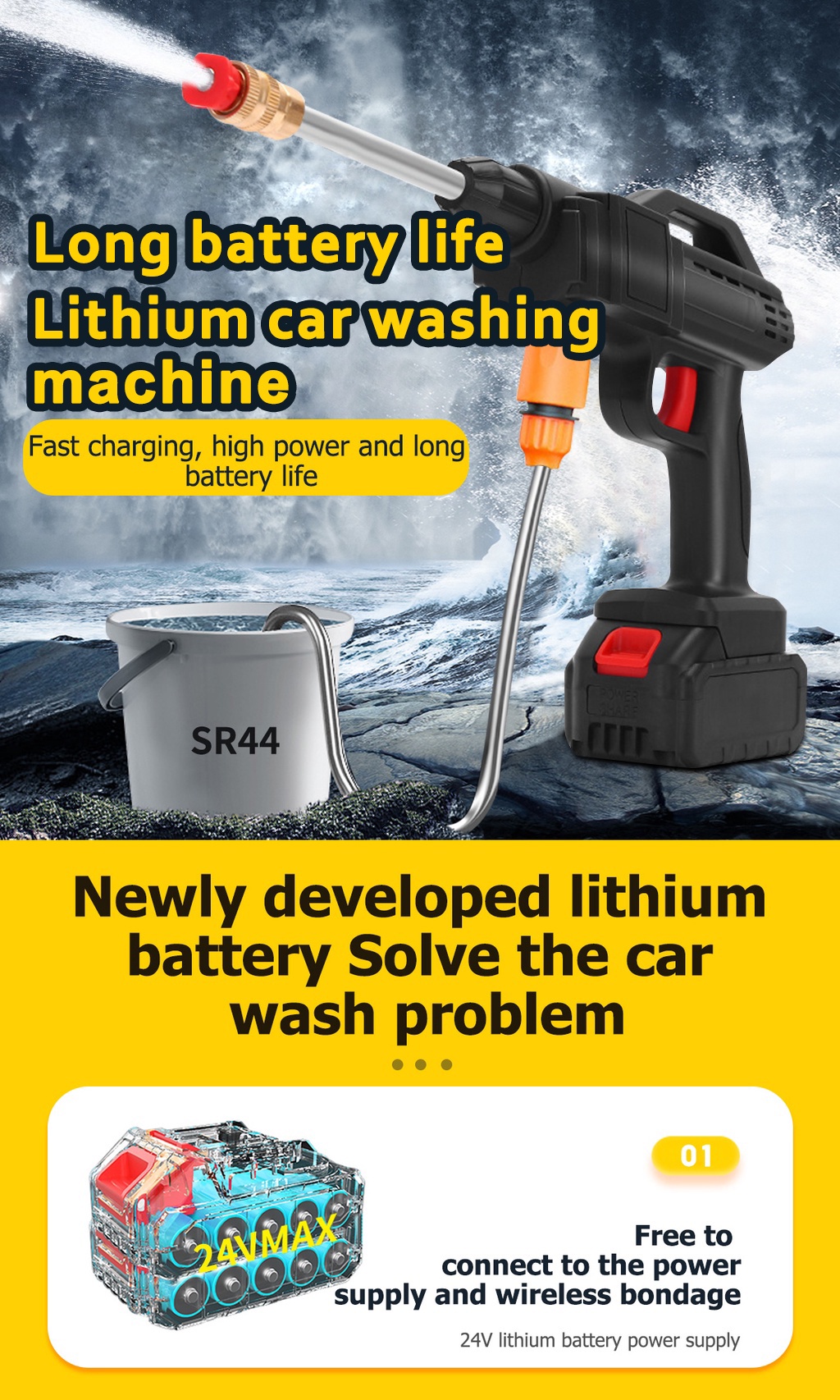 Wireless Car Washer Portable Car Wash Set Rechargeable Pressure Washer ...