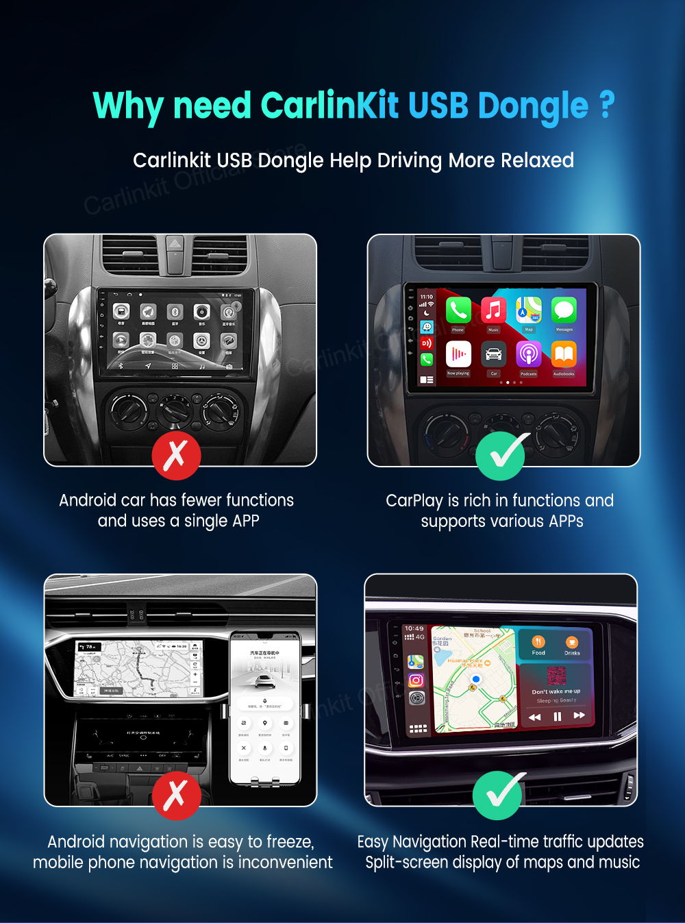 Official Genuine Carlinkit CarPlay box for android system car, wireless android auto wireless ...