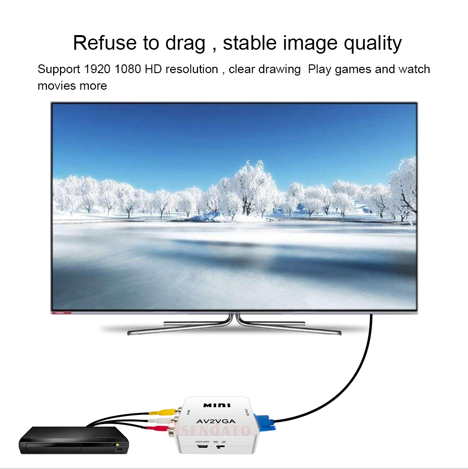 [Local Shipment] AV to VGA Video Converter Convertor Box 1080P HD Mini ...