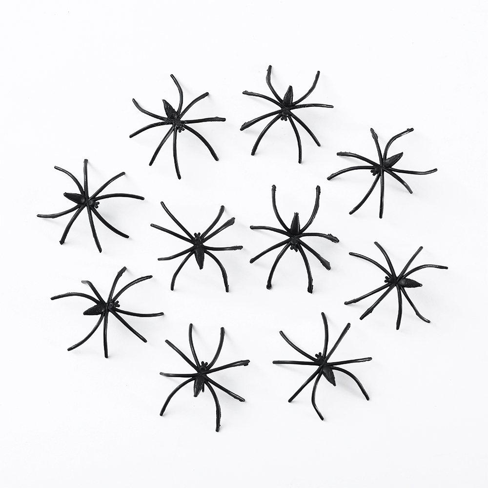 50pcs Black Spider Simulation Tricky Toy Haunted House Spider Web Bar ...