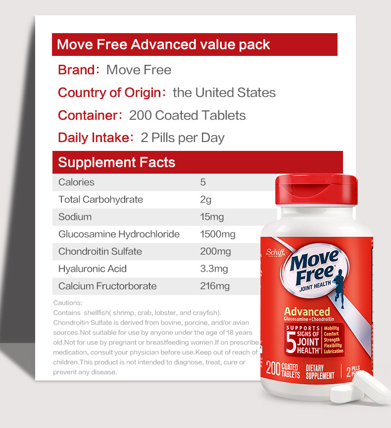 Move Free Joint Health,Type II Collagen, Boron HA Ultra Triple Action ...