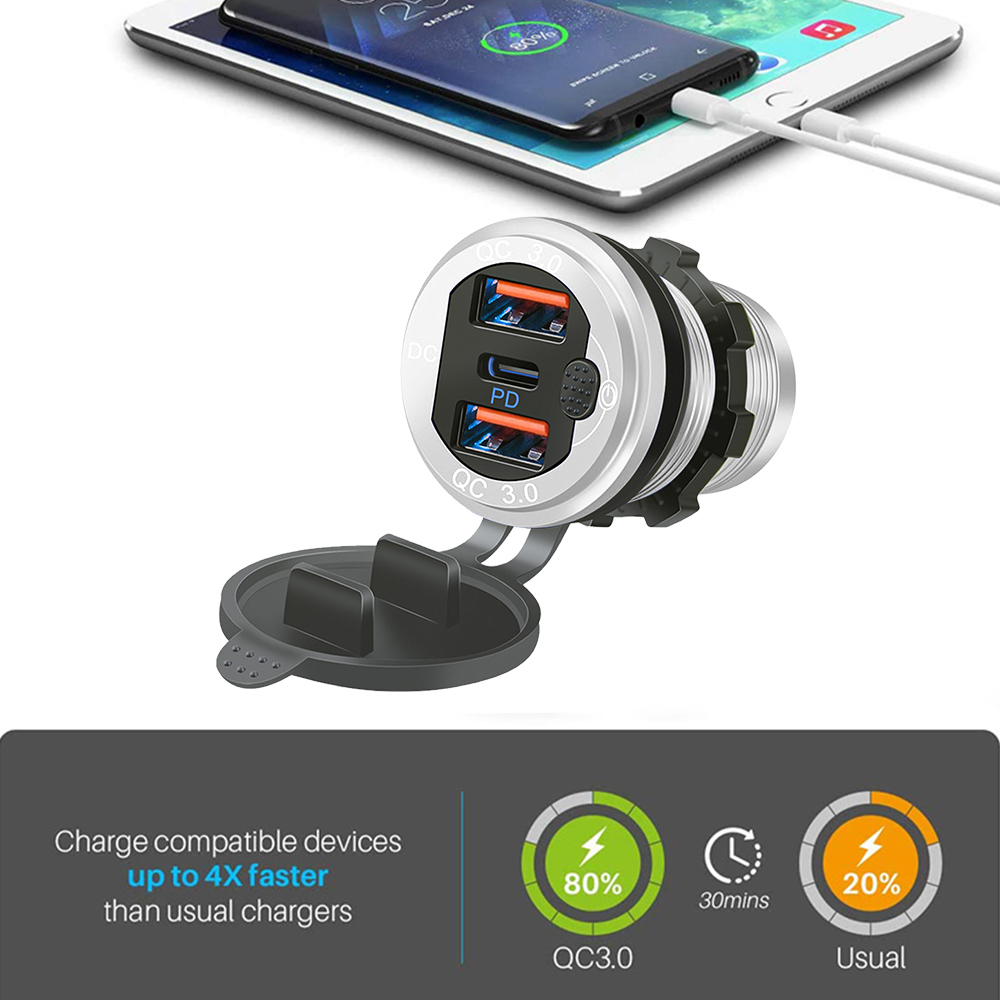 (Local Seller) 100W Quick Charge 3.0 Dual USB PD Car Charger Fast ...