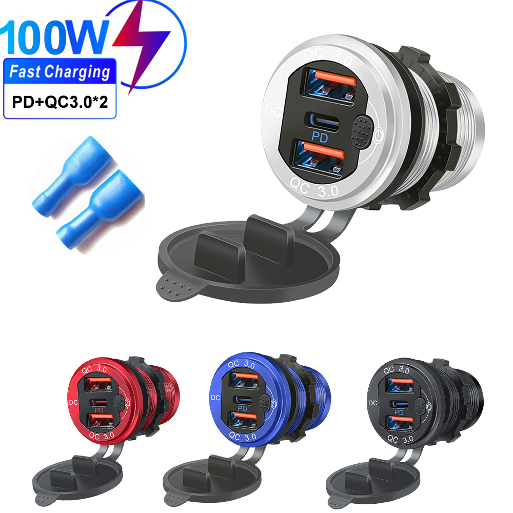 (Local Seller) 100W Quick Charge 3.0 Dual USB PD Car Charger Fast ...