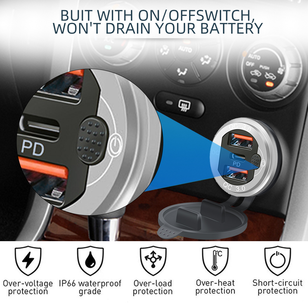 (Local Seller) 100W Quick Charge 3.0 Dual USB PD Car Charger Fast ...