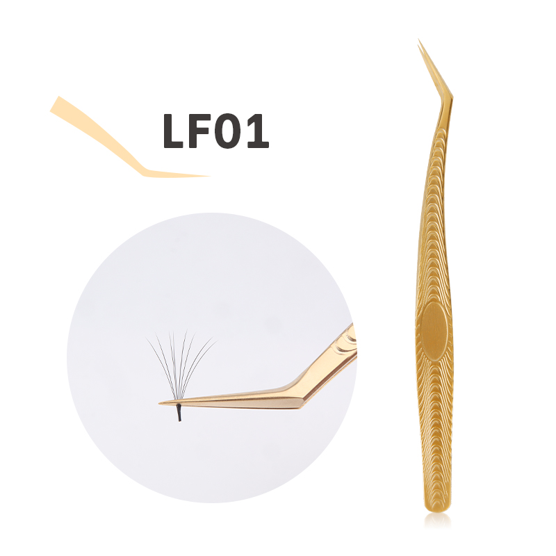 [Advanced] GENIELASH LF Series Golden Color Super precision curved Tweezers for eyelash ...