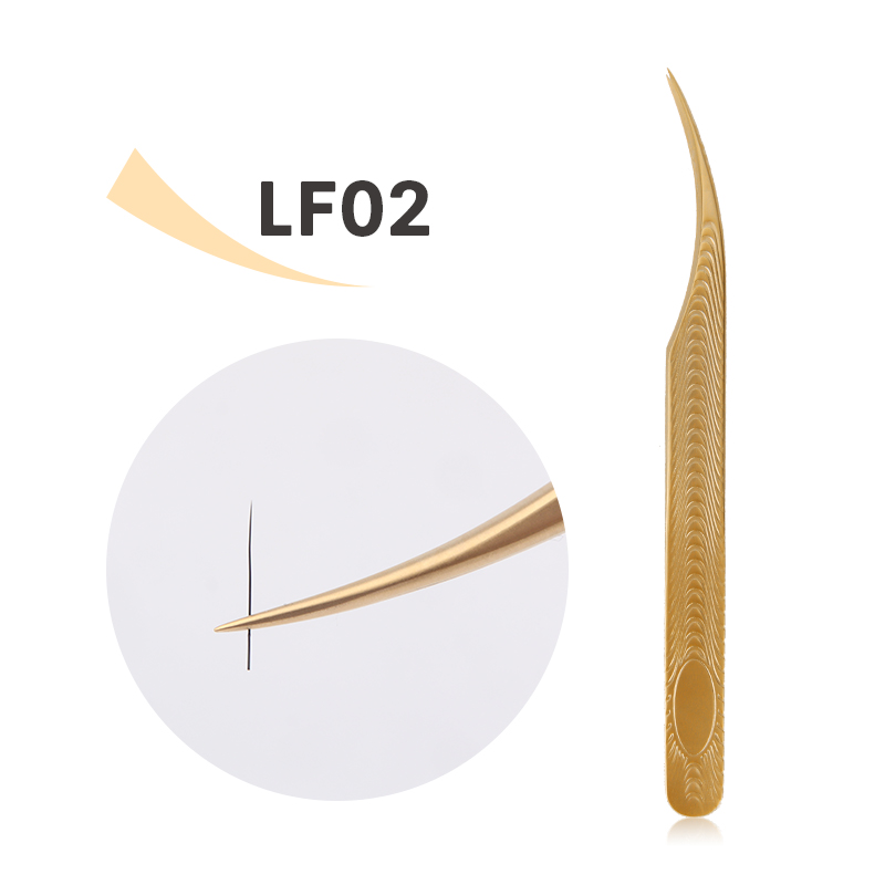 [Advanced] GENIELASH LF Series Golden Color Super precision curved Tweezers for eyelash ...