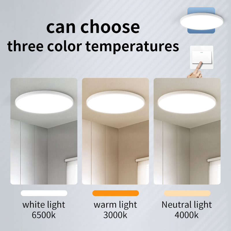 Led Ceiling Light 3 Colors Modern Surface Mount Panel Lamp | Shopee ...