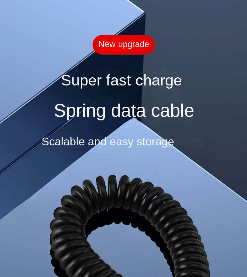 100W T-Shaped Spring Charging Cable With Indicator Light 3 in 1 ...