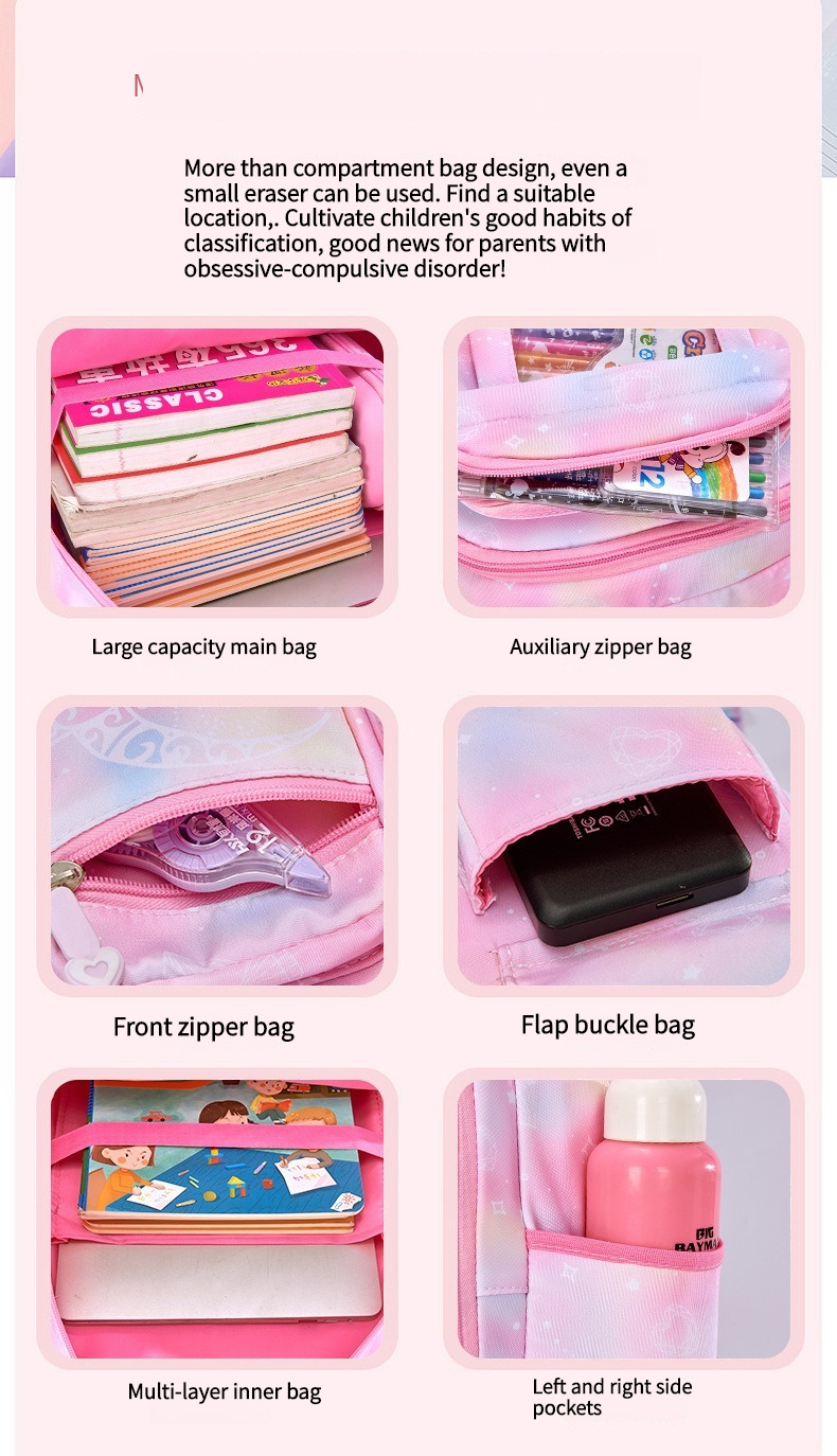 (Girls' version) - Large capacity primary school children's backpack ...