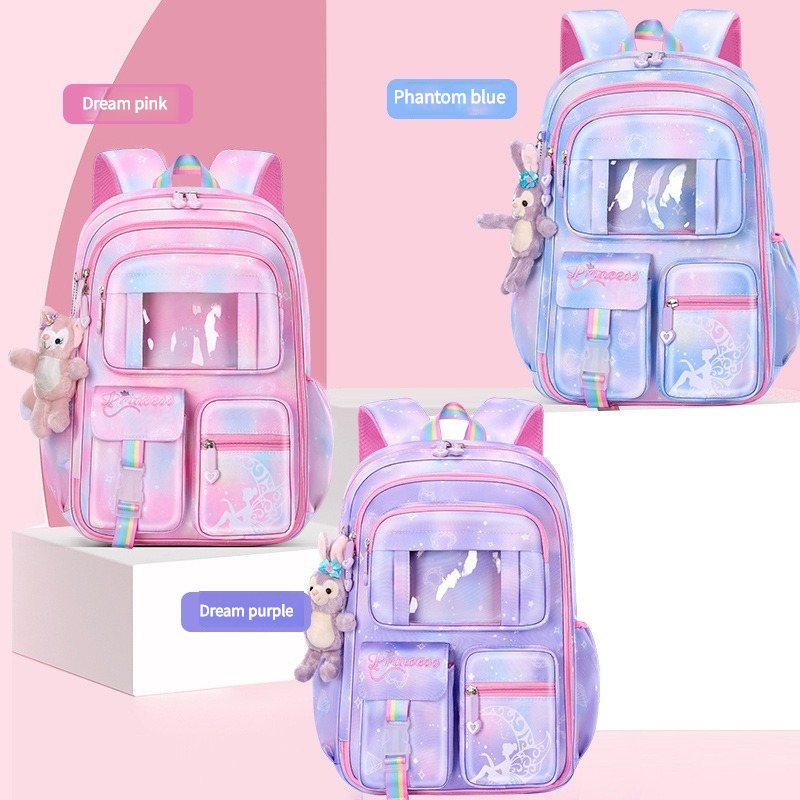 (Girls' version) - Large capacity primary school children's backpack ...