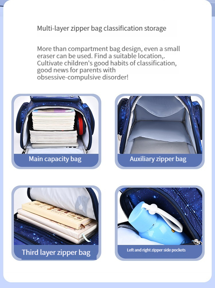 Boy astronaut style waterproof backpack Large capacity starry sky ...