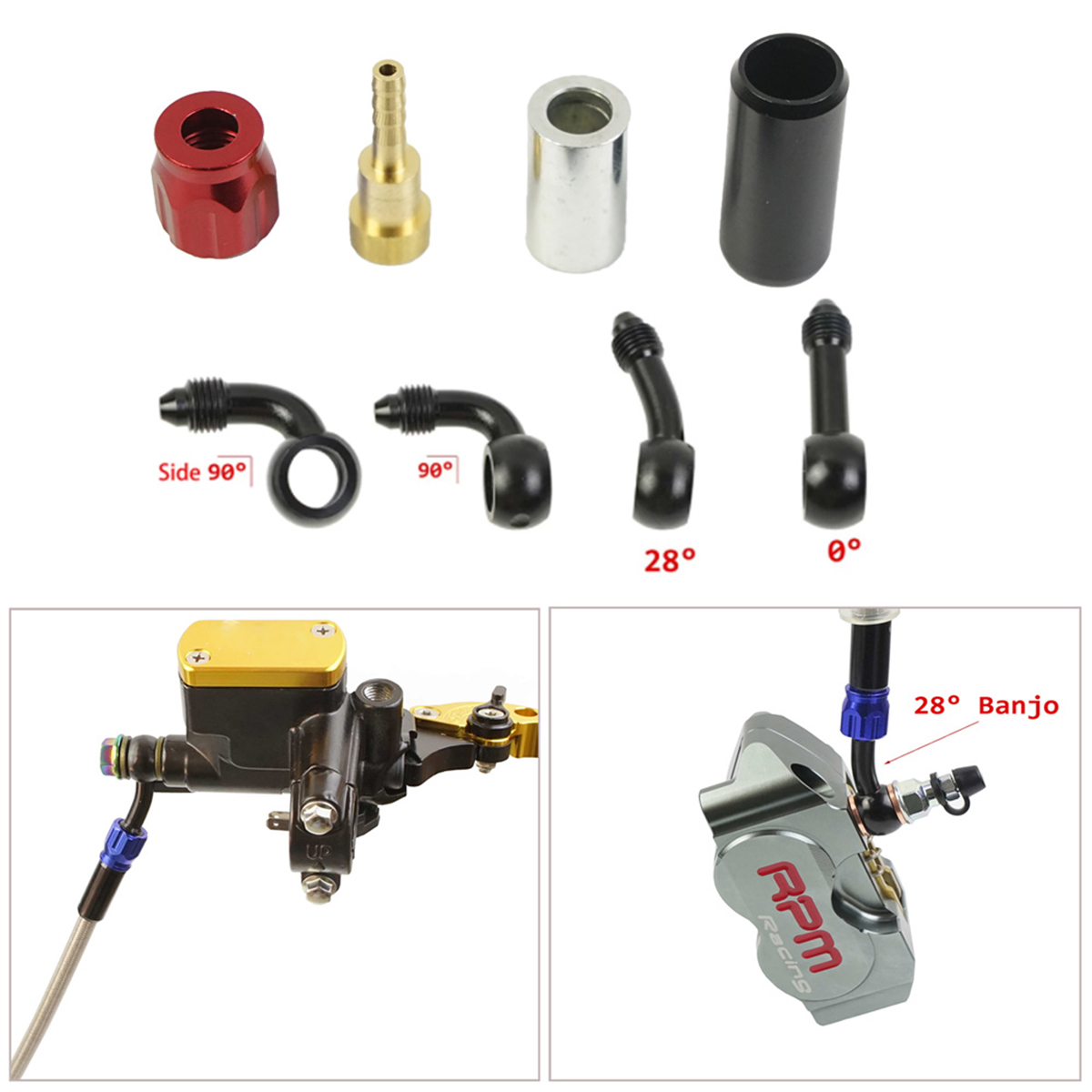Brake Banjo Fitting Remove Aluminum Moto hydraulic Reinforced Brake ...