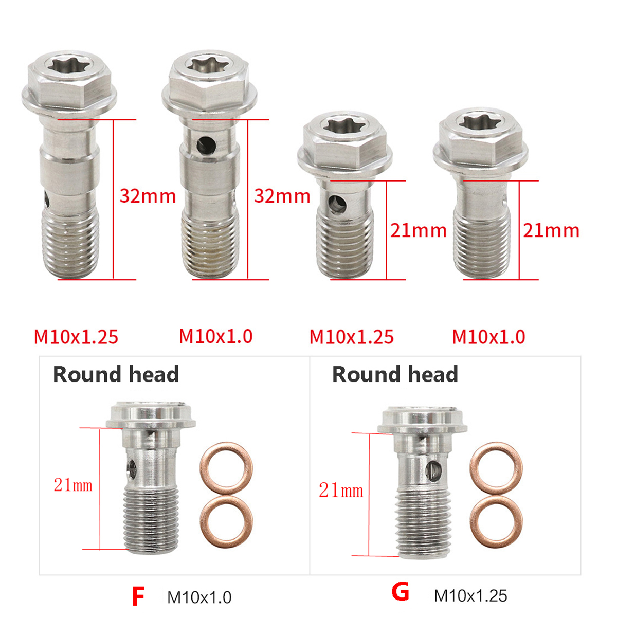 Motorcycle Brake Caliper Banjo Bolt Bleed Screw Nipple M10X1.0MM/1.25MM ...