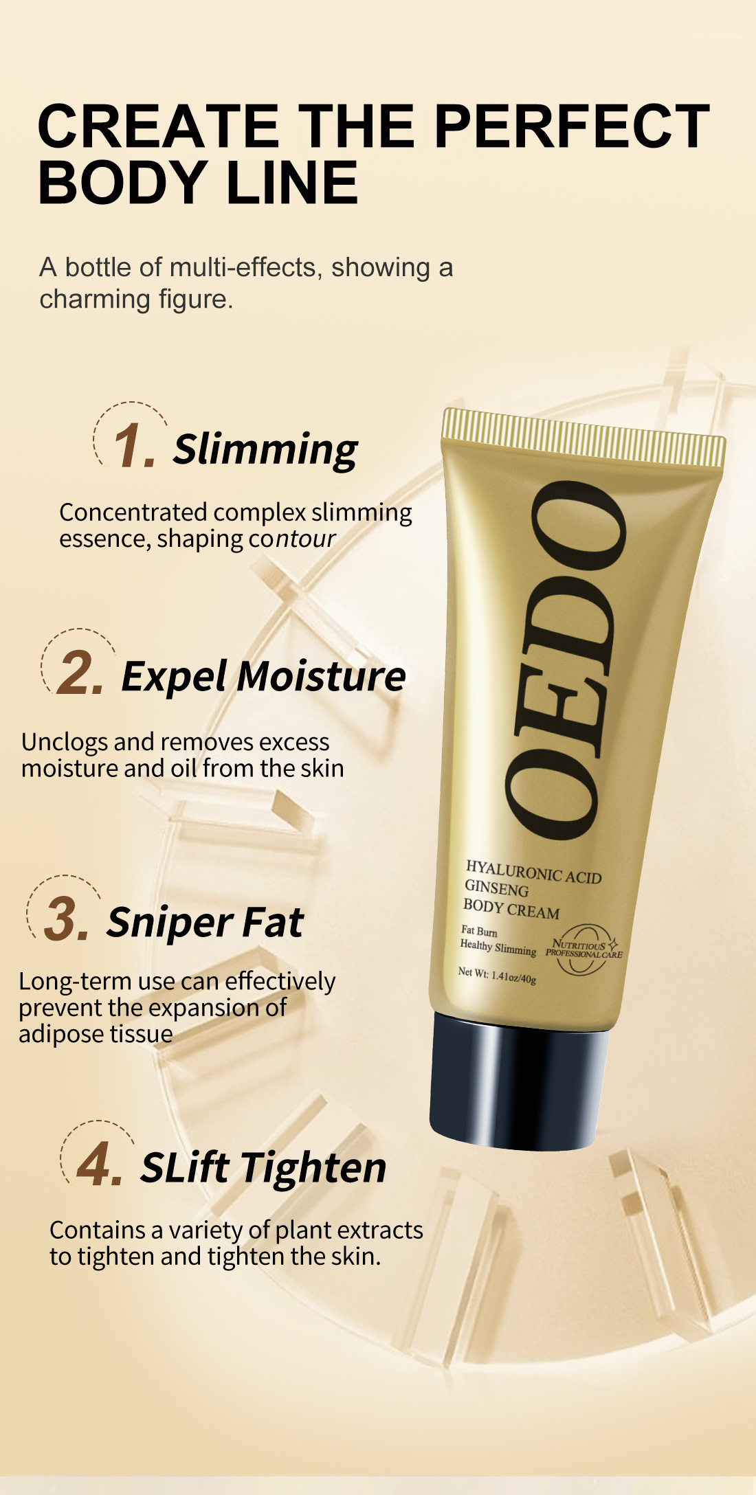 OEDO Hyaluronic Acid Ginseng Slimming Cream Reduce Cellulite Lose ...