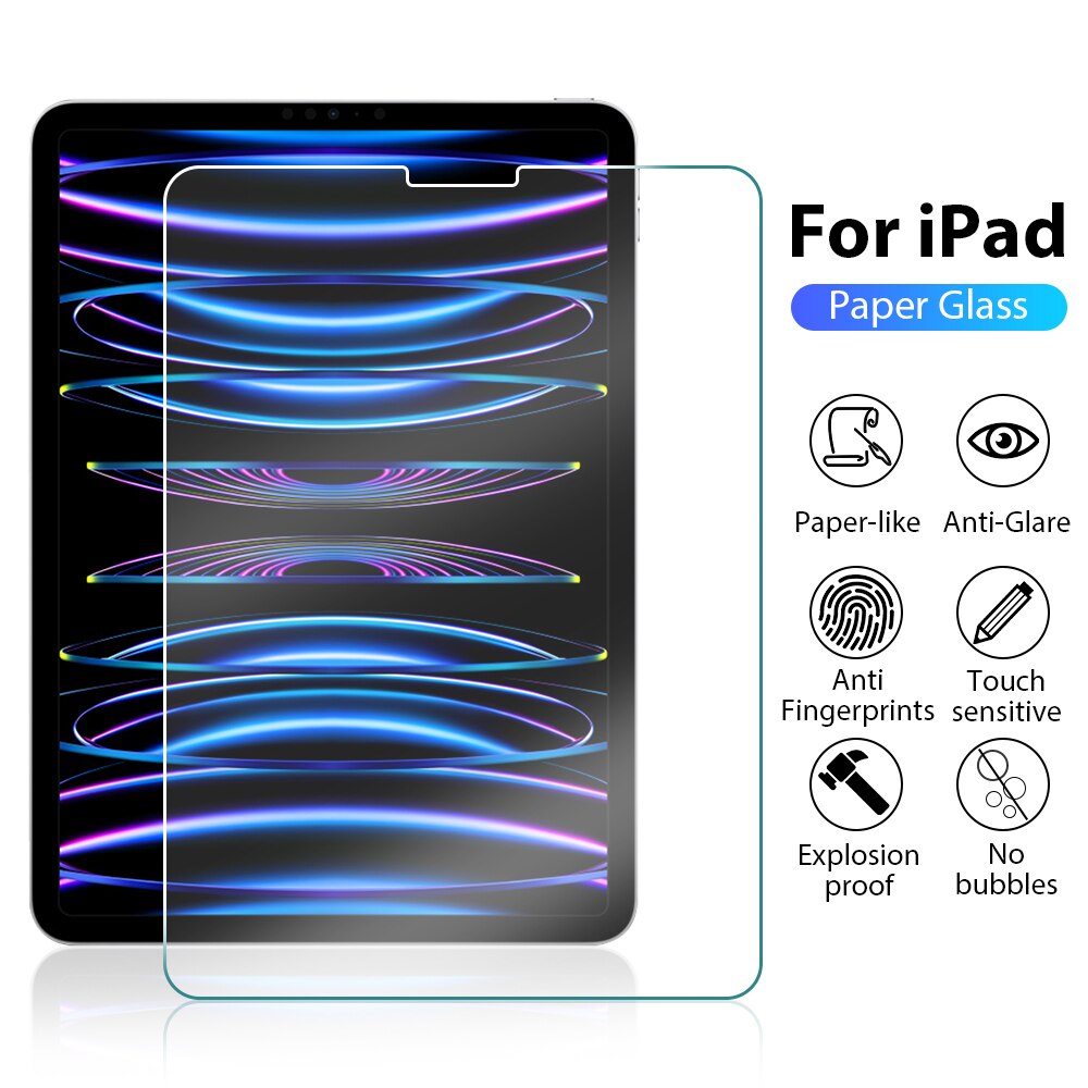 2 in 1 Like Paper Tempered Glass Screen Protector for iPad mini 6 7 Pro ...