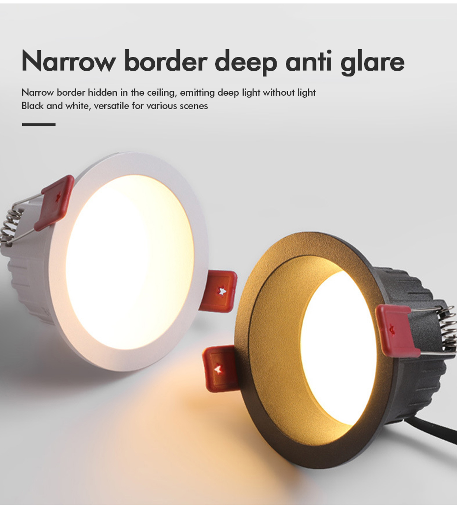 Tri Color Round Anti-Glare Led Recessed Downlights 7w 12w 18w 2.5/3.5/4 ...