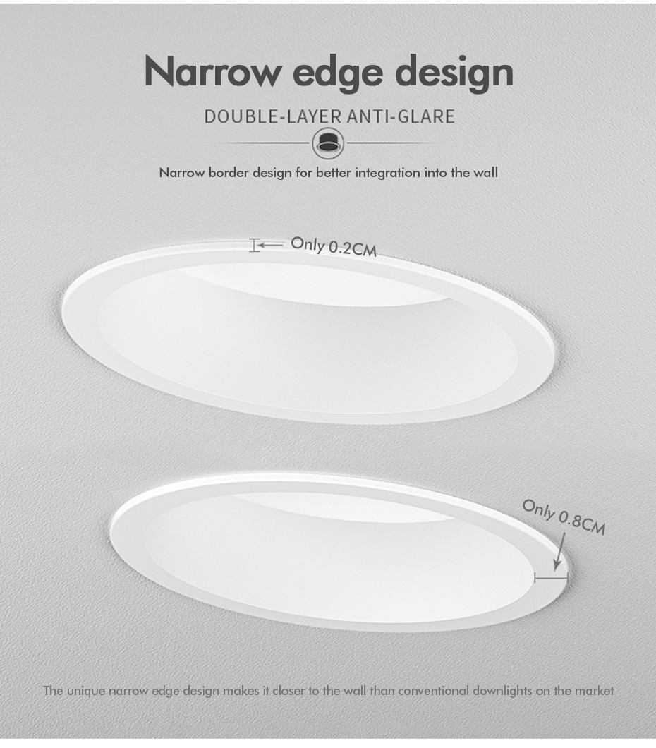 Tri Color Round Anti-Glare Led Recessed Downlights 7w 12w 18w 2.5/3.5/4 ...