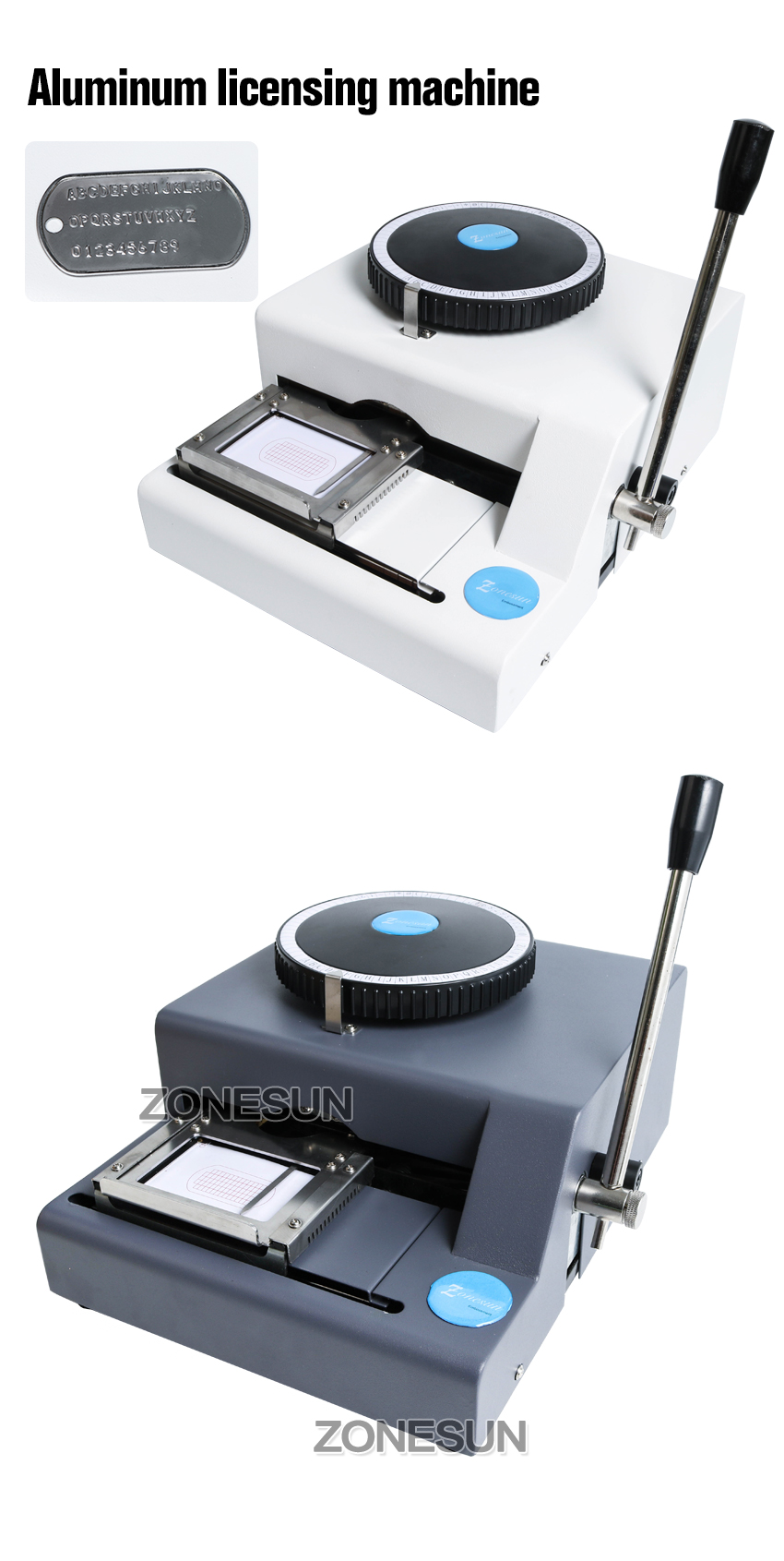ZONESUN 52-character Dog Tag Machine Manual Embossing Machine Metal Tag ...