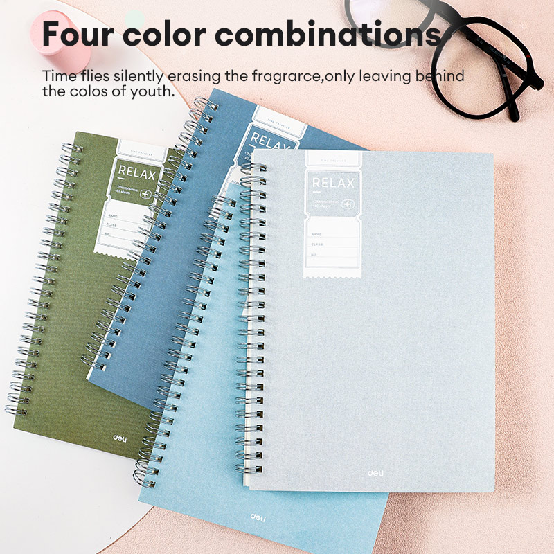 Deli A5 Spiral Notebook 60 Sheets Wite Binder Notebook Line Note Book ...