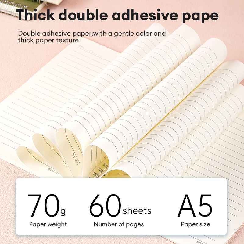 Deli A5 Spiral Notebook 60 Sheets Wite Binder Notebook Line Note Book ...